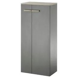 Midischrank Home Affaire "SOLiD, Badschrank im modernen Design, Schrank mit Holzgriffen", grau (anthrazit), B:51cm H:115cm T:30cm, Schr&auml;nke, Midischrank, in zwei Farben verf&uuml;gbar, mit Stauraum, stehend o. h&auml;ngend montierbar