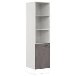 Seitenschrank IMPULS K&Uuml;CHEN "Prag", Breite/H&ouml;he: 50/190,7 cm", grau (beton, optik schiefer dunkelgrau), B:50cm H:190,7cm T:57,6cm, Dekorfolie, Holzwerkstoff, Schr&auml;nke, Seitenschrank, vormontiert, mit Dreht&uuml;r, mit verstellbaren Fachb&ouml;den