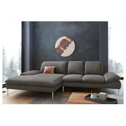 Ecksofa W.Schillig "enjoy&MORE, Designsofa, elegant und bequem, L-Form", grau (antracite s37), B:310cm H:87cm T:185cm, Chenille-Flachgewebe R66 (85% Polyester, 15% Nylon);Longlife Xtra-Leder Z59: Glattleder mit modischer Pr&auml;gung. Hautst&auml;rke 0, 9 - 1, 1 mm;Stoff S37 (100% Polyester), Sofas, Ecksofa, mit Sitztiefenverstellung, F&uuml;&szlig;e silber matt, Breite 310 cm