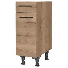 Unterschrank Nobilia "Structura", Ausrichtung w&auml;hlbar, vormont., in den Breiten 30, 45 und", braun (front und korpus: eiche havanna nachbildung), B:30cm H:87cm T:58,3cm, Schr&auml;nke, Unterschrank, 60 cm Breite, mit h&ouml;henverstellbaren Sockelf&uuml;&szlig;en, vormontiert