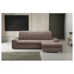 Ecksofa WERK2 "Carmen, mit Bettfunktion & Bettkasten, optional Sitztiefenverstellung", braun, B:264cm H:105cm T:170cm, 92% Polyester, 8% Nylon, Sofas, Ecksofa, mit Sitztiefenverstellung, Luxus-Microfaser Chenille, Braun