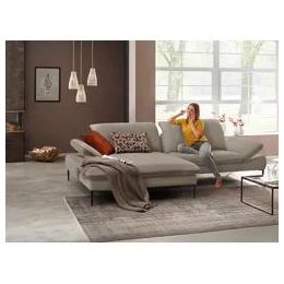 Ecksofa W.Schillig "enjoy&MORE, Designsofa, elegant und bequem, L-Form", braun (stone z59), B:294cm H:87cm T:185cm, Chenille-Flachgewebe R66 (85% Polyester, 15% Nylon);Longlife Xtra-Leder Z59: Glattleder mit modischer Pr&auml;gung. Hautst&auml;rke 0, 9 - 1, 1 mm;Stoff S37 (100% Polyester), Sofas, Ecksofa, Sitztiefenverstellung, F&uuml;&szlig;e schwarz pulverbeschichtet, Breite 294 cm