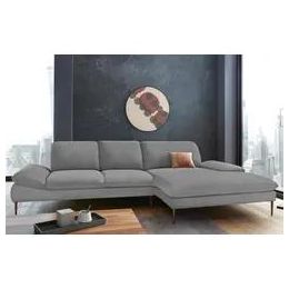 Ecksofa W.Schillig "enjoy&MORE, Designsofa, bequem, elegant und zeitlos, L-Form", grau (dolphin r66), B:340cm H:87cm T:185cm, Chenille-Flachgewebe R66 (85% Polyester, 15% Nylon);Longlife Xtra-Leder Z59: Glattleder mit modischer Pr&auml;gung. Hautst&auml;rke 0, 9 - 1, 1 mm;Stoff S37 (100% Polyester), Sofas, Ecksofa, Sitztiefenverstellung, F&uuml;&szlig;e bronze pulverbeschichtet, Breite 340 cm