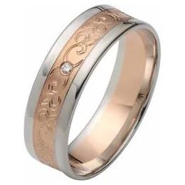 Trauring Firetti "Schmuck Geschenk Gold 375 Hochzeit Ehering "LIEBE" Ranke" Gr. 23, rosa (ros&eacute;goldfarben, wei&szlig;goldfarben), Fingerringe, Damen, 23, SI = kleine Einschl&uuml;sse mit Brillant, Ros&eacute;gold 375 Wei&szlig;gold 375, 6mm, Ros&eacute;gold 375, Wei&szlig;gold 375, Trauring, Wahlweise mit oder ohne Brillant