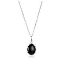 Collierkettchen Elli "Onyx Anh&auml;nger Oval Klassisch 925 Silber", schwarz, Halsketten, Damen, 45,mit Steinen, Silber 925 (Sterlingsilber), L: 45