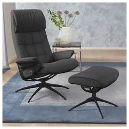 Relaxsessel stressless "London", schwarz (schwarz batick), B:80cm H:116cm T:71cm, Leder BATICK: durchgef&auml;rbtes und genarbtes M&ouml;belleder;Leder PALOMA: durchgef&auml;rbtes Semianilin-M&ouml;belleder;ROHLEDER Stoff Q2 FARON (100% Polyester im Flor, Grundgewebe: 50% Polyester, 50% Polyacryl), Sessel, Relaxsessel, mit Hocker, High Back, mit Star Base, Gestell Schwarz