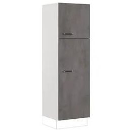 W&auml;scheschrank IMPULS K&Uuml;CHEN "Prag", Breite/H&ouml;he: 60/190,7 cm, mit W&auml;schek&ouml;rben, mit Dreht&uuml;ren", grau (beton, optik schiefer dunkelgrau), B:60cm H:190,7cm T:57,6cm, Dekorfolie, Holzwerkstoff, Schr&auml;nke, vormontiert, mit Innenschubk&auml;sten, mit verstellbarem Fachboden