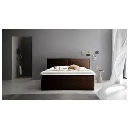 Boxbett "NIKITA", braun (dunkelbraun), B:201cm L:209cm, ATLANTIC HOME COLLECTION, Komplettbetten, bodentiefes Bett, wahlweise mit Matratze und Topper