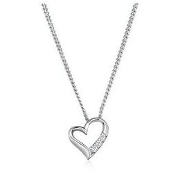 Collierkettchen Elli DIAMONDS "Herz Liebe Diamant (0.06 ct.) 925 Silber", silber, Halsketten, Damen, 45, 0,05 mit Diamanten, Silber 925 (Sterlingsilber), L: 45