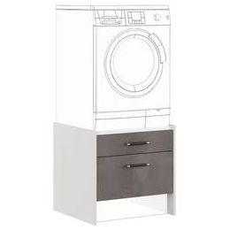 Waschmaschinenumbauschrank IMPULS K&Uuml;CHEN "Prag", Breite/H&ouml;he: 64/61,5 cm, mit Soft-Close", grau (beton, optik schiefer dunkelgrau), B:64cm H:61,5cm T:68,5cm, Dekorfolie, Holzwerkstoff, Schr&auml;nke, mit Schubkasten, mit Auszug, mit Auflagen f&uuml;r W&auml;schekorb