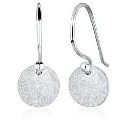 Paar Ohrh&auml;nger Elli "Ohrh&auml;nge Pl&auml;ttchen Kreis Matt Schmuck Geschenk 925 Silber", silber, Ohrringe, Damen, onesize, ohne Stein, Silber 925 (Sterlingsilber)
