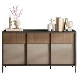 Sideboard Home Affaire "Everest Breite 156 cm, Kommode mit 3 T&uuml;ren", grau (lava, lehmfarben, absetzung mercure (druck)), B:156cm H:86cm T:40cm, Sideboards, Sideboard, Anrichte, Soft/Self Closing, Korpus 22 mm