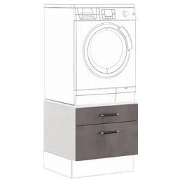 Waschmaschinenumbauschrank IMPULS K&Uuml;CHEN "Prag", Breite/H&ouml;he: 60/43,5 cm, mit Soft-Close", grau (beton, optik schiefer dunkelgrau), B:60cm H:43,5cm T:57,6cm, Dekorfolie, Holzwerkstoff, Schr&auml;nke, mit Schubkasten, mit Auszug, mit Auflagen f&uuml;r W&auml;schekorb