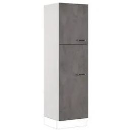W&auml;scheschrank IMPULS K&Uuml;CHEN "Prag", Breite/H&ouml;he: 60/205,1 cm, mit W&auml;schek&ouml;rben", grau (beton, optik schiefer dunkelgrau), B:60cm H:205,1cm T:57,6cm, Dekorfolie, Holzwerkstoff, Schr&auml;nke, vormontiert, mit Dreht&uuml;ren, mit Innenschubk&auml;sten