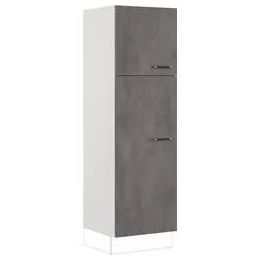 Seitenschrank IMPULS K&Uuml;CHEN "Prag", Breite/H&ouml;he: 60/190,7 cm", grau (beton, optik schiefer dunkelgrau), B:60cm H:190,7cm T:57,6cm, Dekorfolie, Holzwerkstoff, Schr&auml;nke, Seitenschrank, vormontiert, mit Dreht&uuml;ren, mit verstellbarem Fachboden