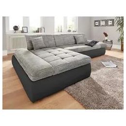 Ecksofa DOMO collection "Moric Luxus - B/T/H 300/172/80 cm, XXL-Format", schwarz-wei&szlig; (schwarz, wei&szlig;, grau), B:300cm H:80cm T:172cm, Kunstleder SOFTLUX / Struktur (90% Polyester, 10% Polyacryl), Sofas, Ecksofa, L-Form, 140kg Belastung/Sitz, Kunstleder SOFTLUX und Struktur