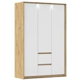 Dreht&uuml;renschrank Rauch "Mainz mit Passepartout", wei&szlig; (eiche artisan, alpinwei&szlig;), B:141cm H:212cm T:58cm, Holzwerkstoff, Schr&auml;nke, Dreht&uuml;renschrank, optional mit Beleuchtung, Au&szlig;ent&uuml;ren mit Push-to-Open Funktion