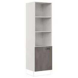 Seitenschrank IMPULS K&Uuml;CHEN "Prag", Breite/H&ouml;he: 60/205,1 cm", grau (beton, optik schiefer dunkelgrau), B:60cm H:205,1cm T:57,6cm, Dekorfolie, Holzwerkstoff, Schr&auml;nke, Seitenschrank, vormontiert, mit Dreht&uuml;r, mit verstellbaren Fachb&ouml;den