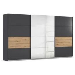 Schwebet&uuml;renschrank Rauch "Kleiderschrank Schrank Garderobe Ankleide Schlafzimmerschrank CORTONA", grau (graumetallic, eiche artisan), B:360cm H:210cm T:62cm, Holzwerkstoff, Schr&auml;nke, Schwebet&uuml;renschrank, inkl. Inneneinteilung, 2 Stoffboxen extra Einlegeb&ouml;den MADE IN GERMANY
