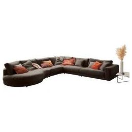 Ecksofa 3C Candy "Enisa II, bequem und komfortabel, Mega Familiensofa, L-Form", grau (stone), B:395cm H:86cm T:225cm, 100% Polyester, Sofas, Ecksofa, incl. 3 Flatterkissen, wahlweise mit Flecken-Schutz-Bezug Easy care