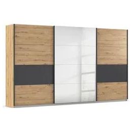 Schwebet&uuml;renschrank Rauch "Kleiderschrank Schrank Garderobe Ankleide Schlafzimmerschrank CORTONA", grau (eiche artisan, graumetallic), B:360cm H:210cm T:62cm, Holzwerkstoff, Schr&auml;nke, Schwebet&uuml;renschrank, inkl. Inneneinteilung, 2 Stoffboxen extra Einlegeb&ouml;den MADE IN GERMANY