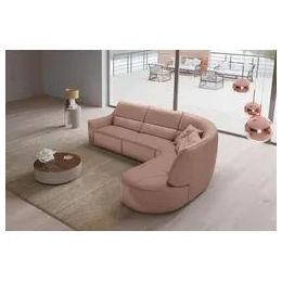 Ecksofa Egoitaliano "Puffy, extravagant & edel, Retro Designsofa, hoher Sitzkomfort, L-Form", rosa (millenium rose), B:330cm H:88cm T:205cm, Leder &raquo;BULL&laquo; (echtes Rindsleder). Geschliffenes, pigmentiertes und behandeltes Rindsleder mit einer Dicke von 1, 3-1, 5 mm. Dieses Leder zeigt eine ziemlich weiche Hand mit einem halb undurchsichtigen Aussehen. Es handelt sich um ein gesch&uuml;tztes Leder. Eine l