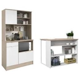 Schrank-Set Parisot "Socool 1, Theke und K&uuml;chenbuffet, Made in Europe, viel Stauraum", wei&szlig; (023, wei&szlig;, 153, jackson eiche nachbildung), Holzwerkstoff, Kastenm&ouml;bel-Sets, TOPSELLER Theke als Tresen nutzbar, ohne E-Ger&auml;te