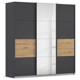 Schwebet&uuml;renschrank Rauch "Kleiderschrank Schrank Garderobe Ankleide Schlafzimmerschrank CORTONA", grau (graumetallic, eiche artisan), B:203cm H:210cm T:62cm, Holzwerkstoff, Schr&auml;nke, Schwebet&uuml;renschrank, inkl. Inneneinteilung, 2 Stoffboxen extra Einlegeb&ouml;den MADE IN GERMANY