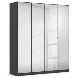 Dreht&uuml;renschrank Rauch "Reflect", grau (graumetallic), B:181cm H:210cm T:54cm, Holzwerkstoff, Schr&auml;nke, Dreht&uuml;renschrank, mit Spiegelfront, inkl. praktischer Inneneinteilung und Stoffboxen-Set