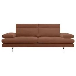 3,5-Sitzer Calia italia "Toby Wing, italienisches Designsofa, super bequem, Megasofa", braun (cognac bull), B:228cm H:90cm T:113cm, Leder BULL (100% Leder), Sofas, inkl. Sitztiefenverstellung und Armteilfunktion, F&uuml;&szlig;e in Schwarz matt