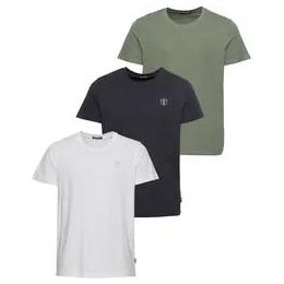 T-Shirt Chiemsee "H T-Shirt 3 Pk", Herren, Gr. XXL, blau (dk blau, wht), Obermaterial: 100% Baumwolle, Shirts T-Shirt