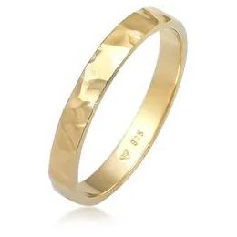 Fingerring Elli "Basic Bandring Fein Geh&auml;mmert 925 Silber" Gr. 54, gold, Fingerringe, Damen, 54mm, ohne Stein, Silber 925 (Sterlingsilber), Fingerring