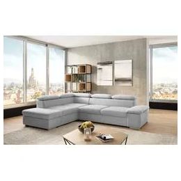 Sit & More Ecksofa SIT & MORE "Valentine L-Form, B: 272 cm", grau (steel), B:272cm H:73cm T:226cm, 100% Polyester, Sofas, Ecksofa, mit Arm- & Kopfteilverstellung, optional mit Bettfunktion