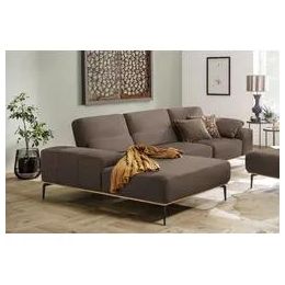 Ecksofa W.Schillig "run, Designsofa mit tollem Sitzkomfort, bequem, L-Form", braun (chocolate w82), B:319cm H:88cm T:178cm, Longlife Xtra-Leder Z73: Naturwalkleder der Luxusklasse aus den erlesensten Rohh&auml;uten. Hautst&auml;rke 1, 1 &ndash; 1, 3 mm;ROHLEDER Jacquard-Flachgewebe Q2 W60 (63% Polyester, 37% Polyacryl);ROHLEDER Chenille-Flachgewebe Q2 W77 (68% Polyacryl, 32% Polyester);Stoff S37 (100% Polyester),