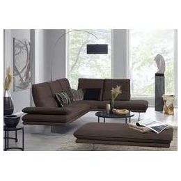 Ecksofa W.Schillig "broadway, Designsofa, mit tollem Sitzkomfort, L-Form", braun (mocca s37), B:284cm H:94cm T:224cm, Stoff S37 (100% Polyester): Luxus-Microfaser in Lederoptik, Sofas, Ecksofa, Sitztiefenverstellung, Kopfteil- & Seitenteilverstellung, Breite 284cm