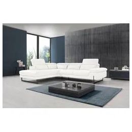 Ecksofa Egoitaliano "Queenie, extravagantes Sofa mit erstklassigem Sitzkomfort, L-Form", wei&szlig;, B:284cm H:95cm T:108cm, Luxus-Microfaser (100% Polyester) Leder &raquo;BULL&laquo; (echtes Rindsleder). Geschliffenes, pigmentiertes und behandeltes Rindsleder mit einer Dicke von 1, 3-1, 5 mm. Dieses Leder zeigt eine ziemlich weiche Hand mit einem halb undurchsichtigen Aussehen. Es handelt sich um ein gesch&uuml;tztes L