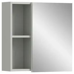 Spiegelschrank Welltime "Calcio, Breite 55 cm, 1 Spiegelt&uuml;r, 3 Einlegeb&ouml;den, 5 F&auml;cher", grau (hellgrau, spiegelfront), B:55cm H:55cm T:17cm, FSC-zertifizierter Holzwerkstoff, Schr&auml;nke, Spiegelschrank, Badschrank, Bad-M&ouml;bel, Badezimmer
