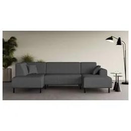 Wohnlandschaft Home Affaire "ARROS U-Form mit Wellenunterfederung, Ma&szlig;e B/T/H: 300/163/81 cm", grau (dunkelgrau), B:300cm H:81cm T:163cm, 100% Polyester, Sofas, Wohnlandschaft, incl. Zierkissen, mit Recamiere links/rechts bestellbar, auch in Cord