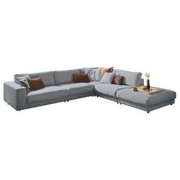 Ecksofa 3C Candy "Enisa II, bequem und komfortabel, gro&szlig;es Familiensofa, L-Form", blau (light, blau), B:365cm H:86cm T:322cm, 85% Polyester, 15% Viskose, Sofas, Ecksofa, incl. 3 Flatterkissen, wahlweise mit Flecken-Schutz-Bezug Easy care
