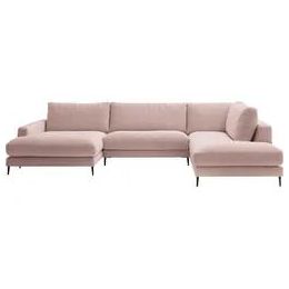 Wohnlandschaft Home Affaire "Downtown XXL B/T/H: 341/223/84 cm Loungem&ouml;bel zum Relaxen", rosa (ros&eacute;), B:341cm H:84cm T:223cm, 88% Polyester, 12% Polyacryl, Sofas, Wohnlandschaft, weicher Sitzkomfort, Cord-Bezug, weicher Sitzkomfort U-Form