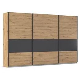 Schwebet&uuml;renschrank Rauch "Kleiderschrank Schrank Garderobe Ankleide Schlafzimmerschrank CORTONA", grau (eiche artisan, graumetallic), B:360cm H:229cm T:62cm, Holzwerkstoff, Schr&auml;nke, Schwebet&uuml;renschrank, inkl. Inneneinteilung, 2 Stoffboxen extra Einlegeb&ouml;den MADE IN GERMANY