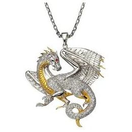Kettenanh&auml;nger Firetti "Schmuck Geschenk Silber 925 Halsschmuck Anh&auml;nger Drache", gold (silberfarben, gelbgoldfarben, orange, wei&szlig;), Schmuckanh&auml;nger, Damen, Silber 925 (Sterlingsilber), 11,5 g, Kettenanh&auml;nger, mit Zirkonia (synth.)