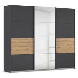 Schwebet&uuml;renschrank Rauch "Kleiderschrank Schrank Garderobe Ankleide Schlafzimmerschrank CORTONA", grau (graumetallic, eiche artisan), B:271cm H:229cm T:62cm, Holzwerkstoff, Schr&auml;nke, Schwebet&uuml;renschrank, inkl. Inneneinteilung, 2 Stoffboxen extra Einlegeb&ouml;den MADE IN GERMANY