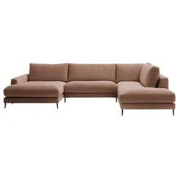 Wohnlandschaft Home Affaire "Downtown XXL B/T/H: 341/223/84 cm Loungem&ouml;bel zum Relaxen", braun (rost), B:341cm H:84cm T:223cm, 88% Polyester, 12% Polyacryl, Sofas, Wohnlandschaft, weicher Sitzkomfort, Cord-Bezug, weicher Sitzkomfort U-Form