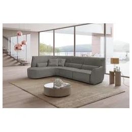 Ecksofa Egoitaliano "Puffy, extravagant & edel, Retro Designsofa, hoher Sitzkomfort, L-Form", grau (steingrau), B:330cm H:88cm T:205cm, Luxus-Micofaser Lederoptik (100% Polyester) ist ein neues technisches Gewebe mit einem visuellen und taktilen Aspekt, der dem Nubuk sehr nahe kommt, mit innovativen Eigenschaften. Seine au&szlig;erordentliche Weichheit kommt von einem exklusiven Produktionsprozess, der 