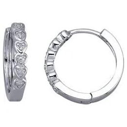 Paar Creolen Firetti "Schmuck Geschenk Silber 925 Ohrschmuck Ohrringe Herzen", silber (silberfarben), Ohrringe, Damen, 16,9mm, 0,01 P3 = leicht erkennbare Einschl&uuml;sse, Diamanten Silber 925 (Sterlingsilber), Diamanten, Silber 925 (Sterlingsilber), mit Diamant