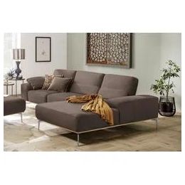 Ecksofa W.Schillig "run, Designsofa mit tollem Sitzkomfort, bequem, L-Form", braun (chocolate w82), B:319cm H:88cm T:178cm, Longlife Xtra-Leder Z73: Naturwalkleder der Luxusklasse aus den erlesensten Rohh&auml;uten. Hautst&auml;rke 1, 1 &ndash; 1, 3 mm;ROHLEDER Jacquard-Flachgewebe Q2 W60 (63% Polyester, 37% Polyacryl);ROHLEDER Chenille-Flachgewebe Q2 W77 (68% Polyacryl, 32% Polyester);Stoff S37 (100% Polyester),