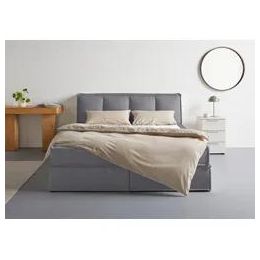Boxspringbett "Addyson", grau (stone), B:170cm L:230cm, 100% Polyester, LeGer Home by Lena Gercke, Komplettbetten, Boxspringbett, Boxspringbett inkl. Topper, 2 Matratzen