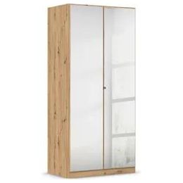 Dreht&uuml;renschrank Rauch "Reflect", braun (eiche artisan), B:91cm H:197cm T:54cm, Holzwerkstoff, Schr&auml;nke, Dreht&uuml;renschrank, mit Spiegelfront, inkl. praktischer Inneneinteilung und Stoffboxen-Set