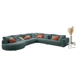 Ecksofa 3C Candy "Enisa II, bequem und komfortabel, Mega Familiensofa, L-Form", blau (petrol), B:395cm H:86cm T:225cm, 100% Polyester, Sofas, Ecksofa, incl. 3 Flatterkissen, wahlweise mit Flecken-Schutz-Bezug Easy care
